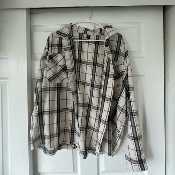 SHEIN | Tops | Shein White Plaid Flannel | Poshmark